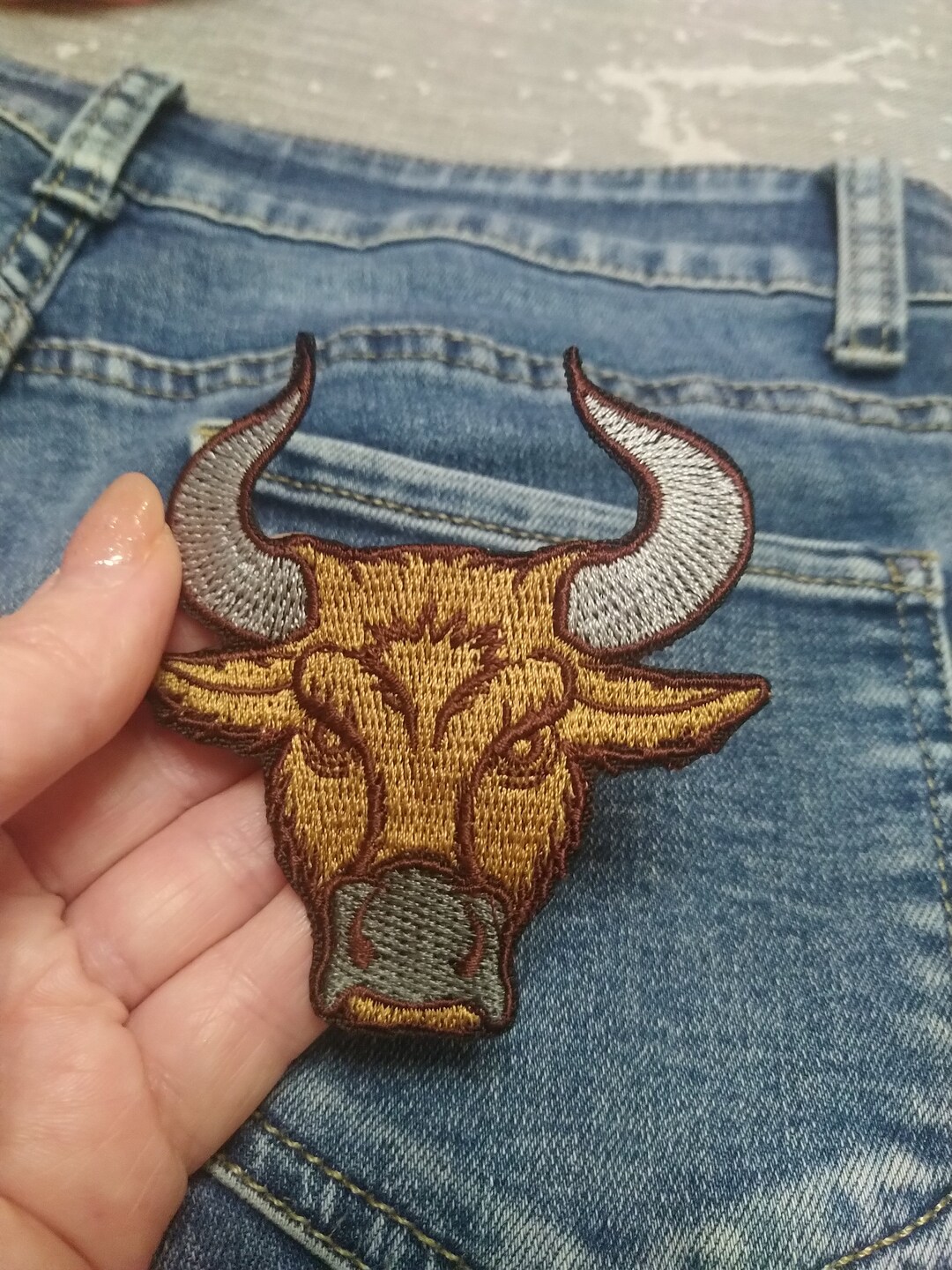 Bull Head Animal Patch Small Bull Iron on Patch Small Sew on Patch ...
