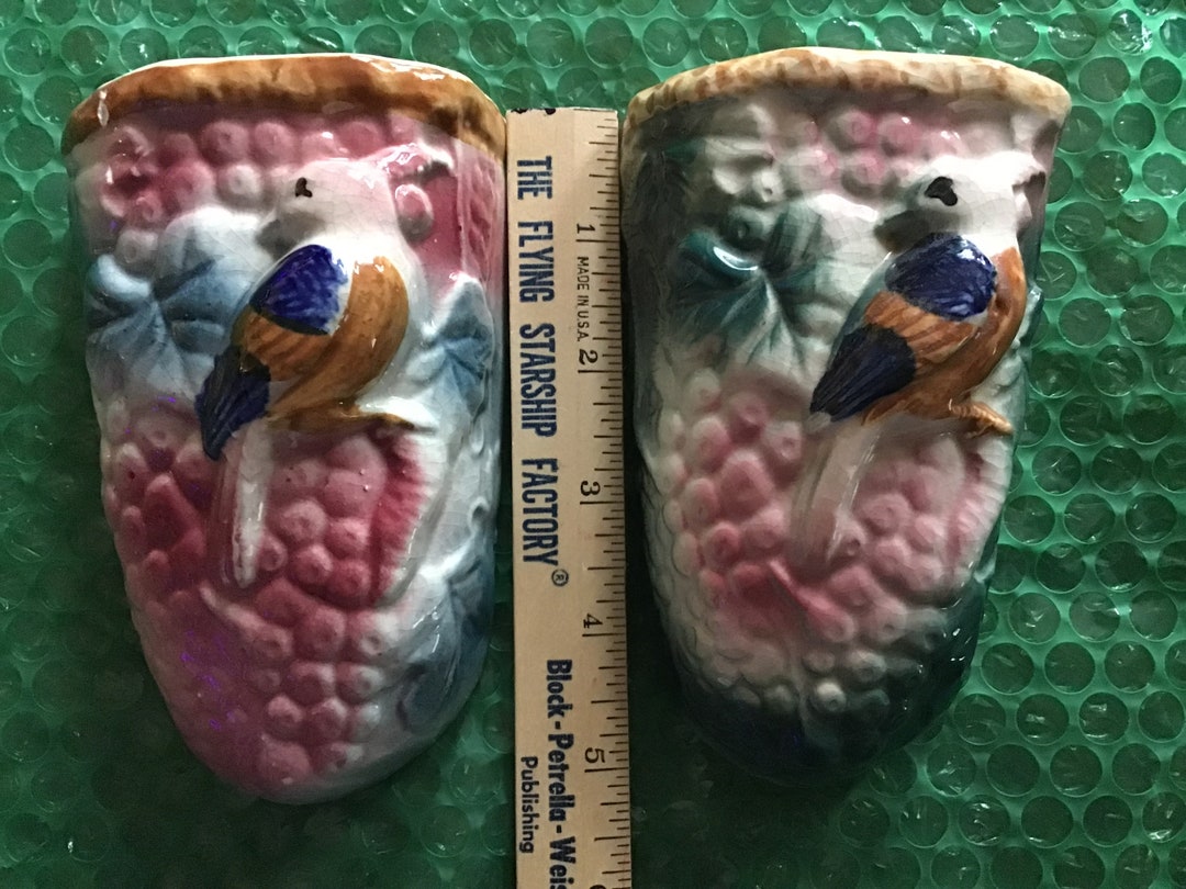 Vintage Ceramic Wall Pockets Set of Two - Etsy