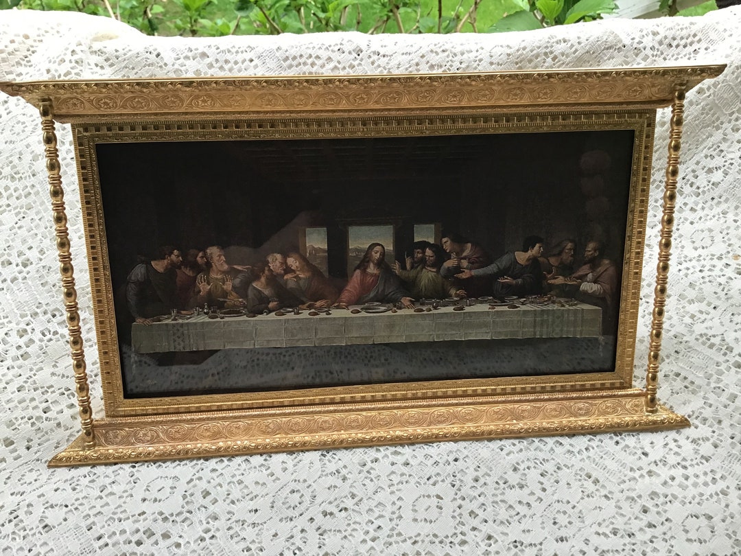 Vintage Ornate Brass Frame With Last Supper Lithograph - Etsy