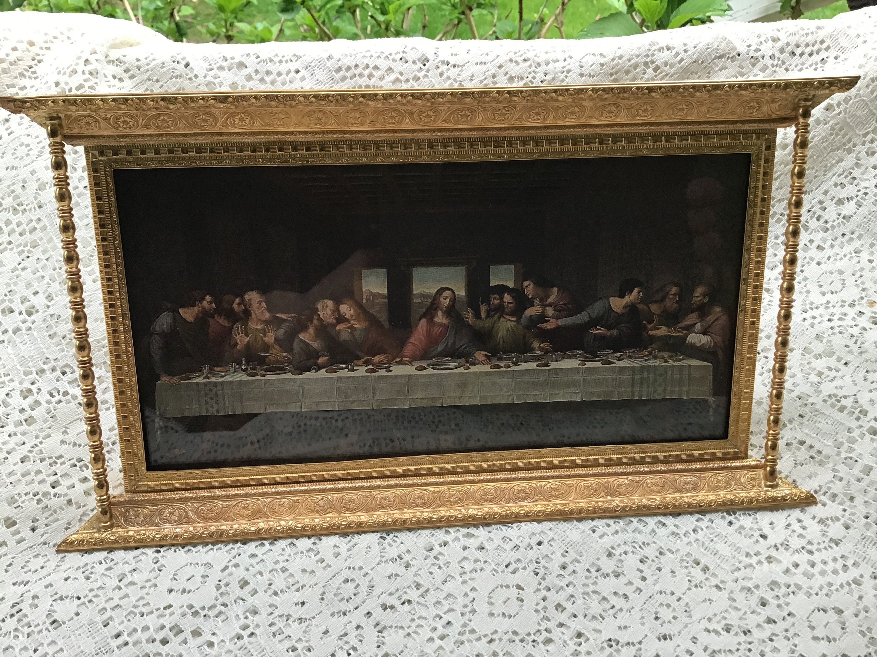 Vintage Ornate Brass Frame With Last Supper Lithograph Etsy