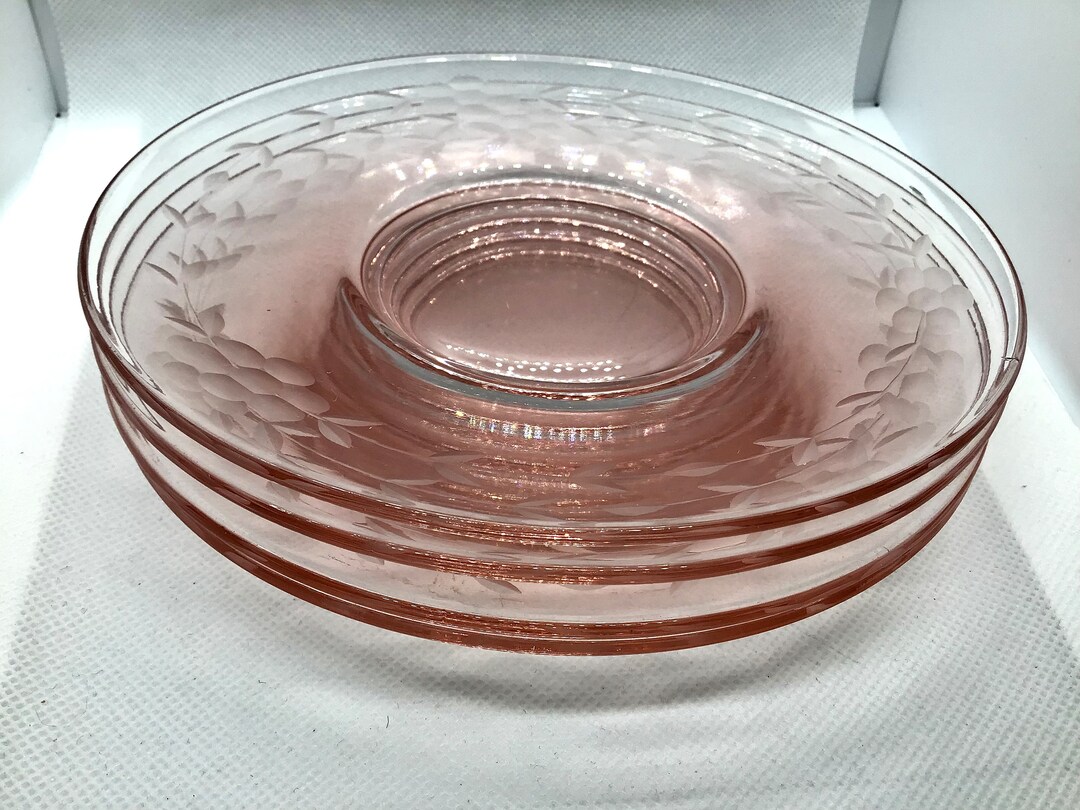 Pink Vaseline Glass Under Plates - Etsy