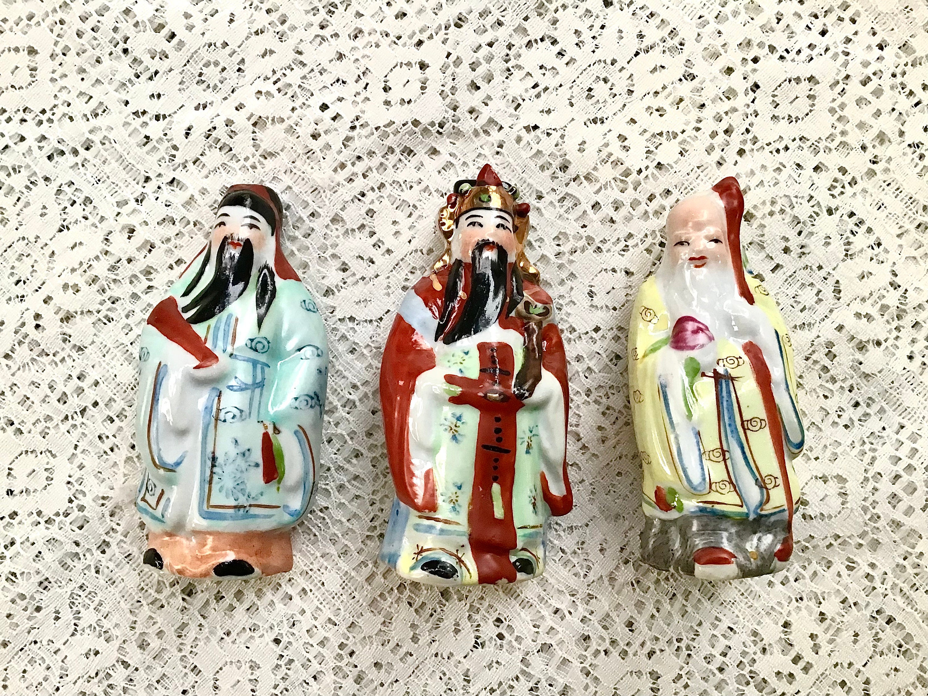 Vintage Porcelain Chinese Wise Men Set of Three - Etsy