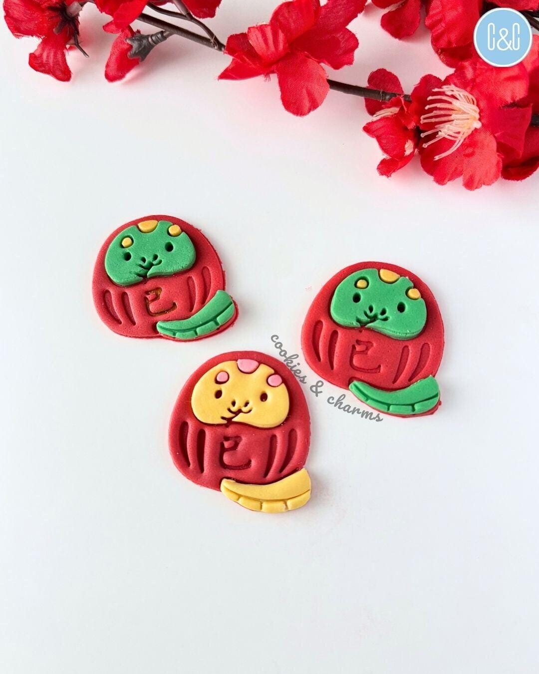 2025 Year of the Snake Lunar Chinese New Year Daruma Snake Cookie ...
