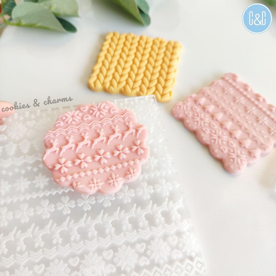 Knit Pattern, Christmas Sweater Pattern Polymer Clay Texture Mat ...