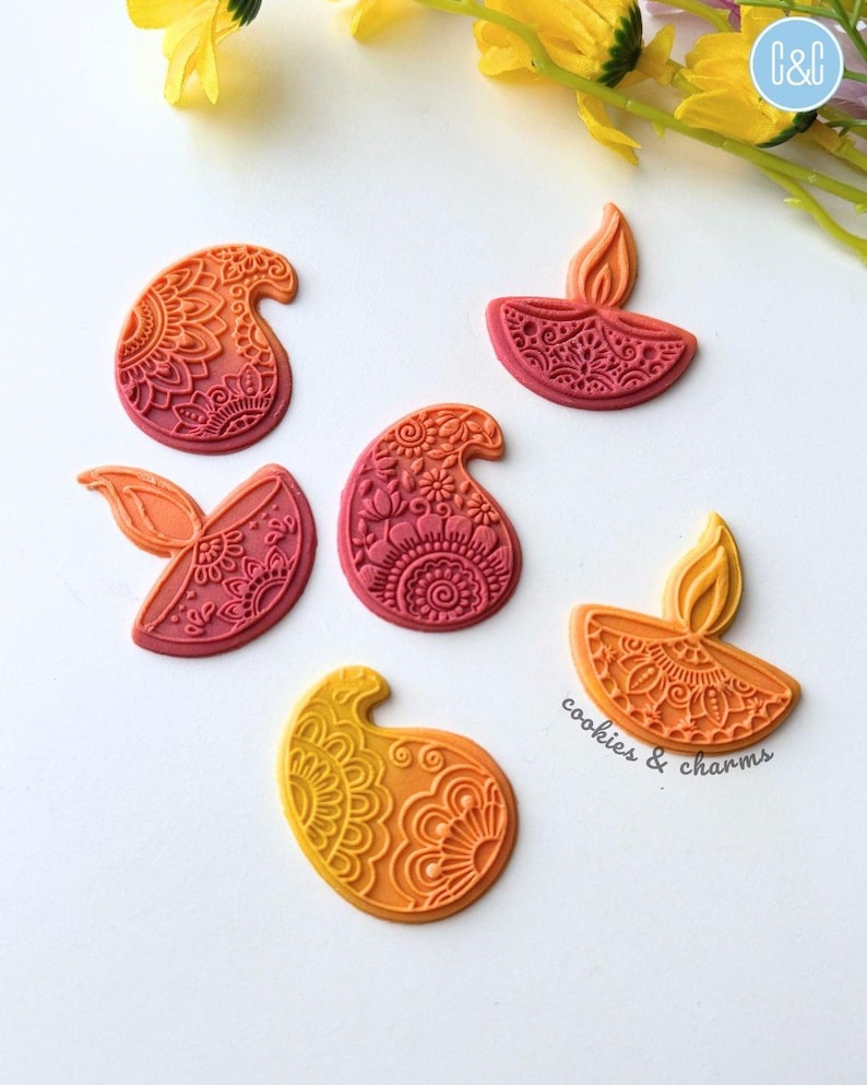 Diwali Patterns 3D POP Embosser, Fondant Stamp, Debosser for Cookies ...