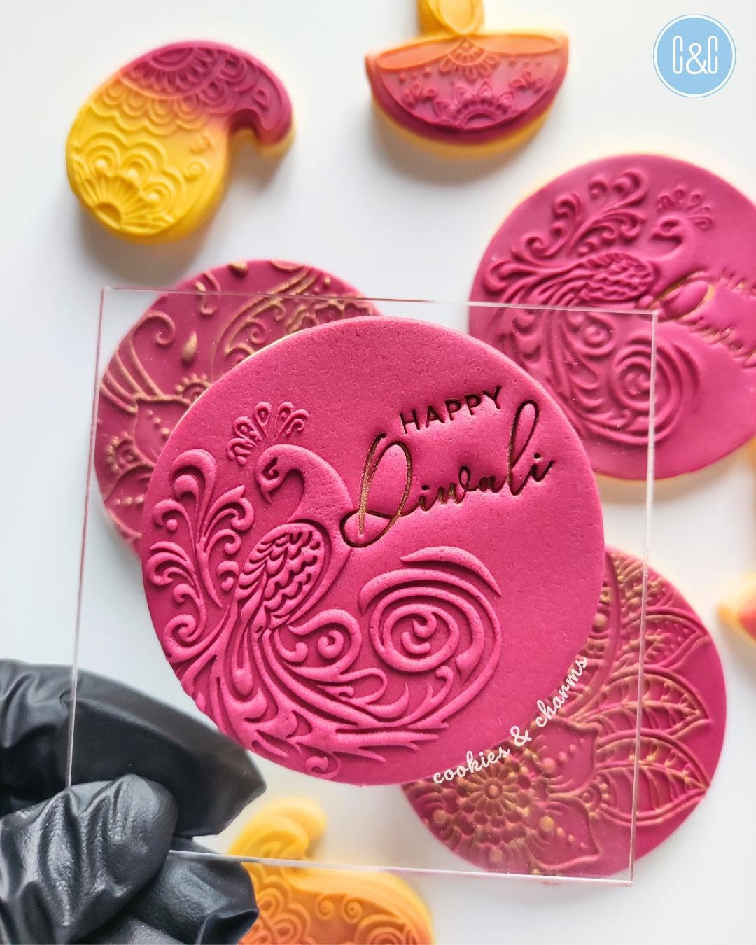 Happy Diwali Patterns Fondant Stamp, Debosser for Cookies, Cupcake ...