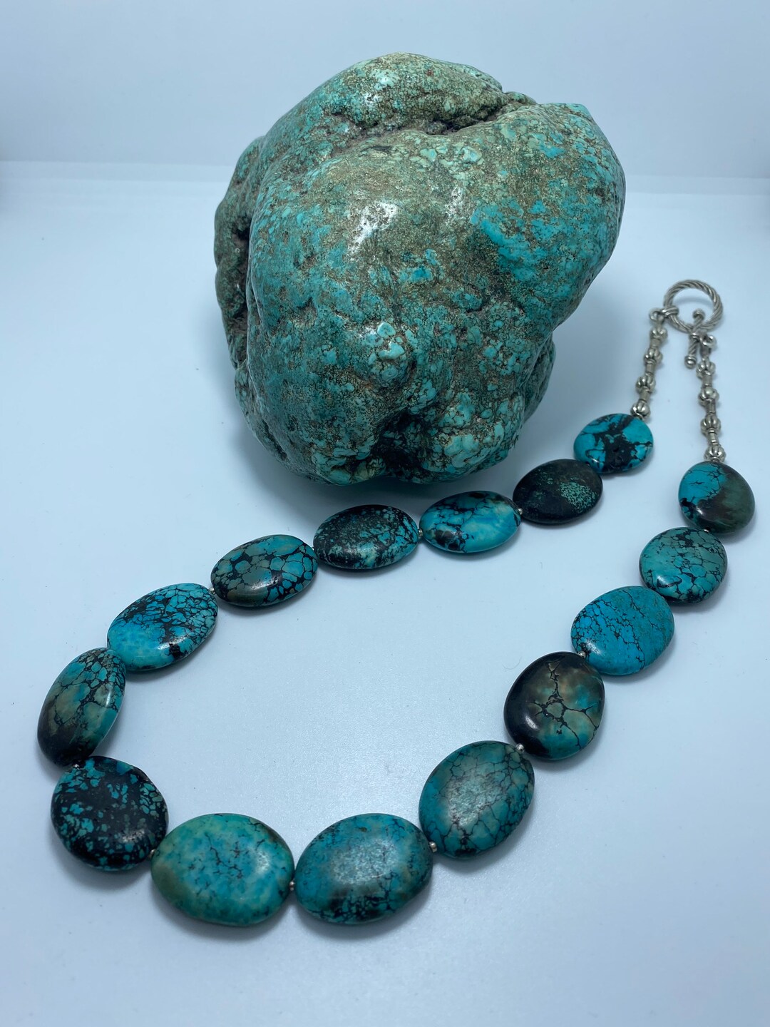 Turquoise Stone Necklace Hand Made Eilat Stoneisrael Stone - Etsy