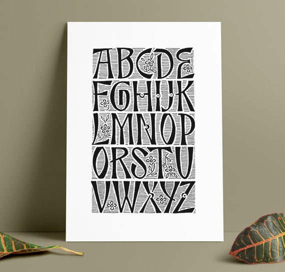 Vintage Art Alphabet Drawing from 1800s Instant Download | Etsy