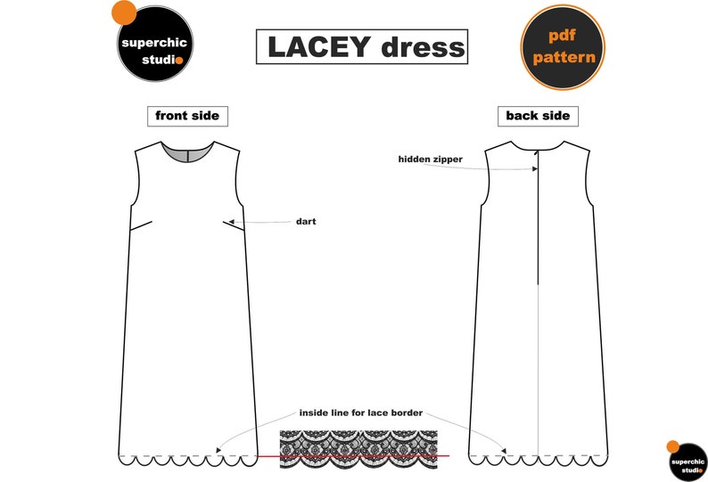 LACEY Dress 34-36-38 Sewing Pattern-pdf A0 Copyshop - Etsy Canada