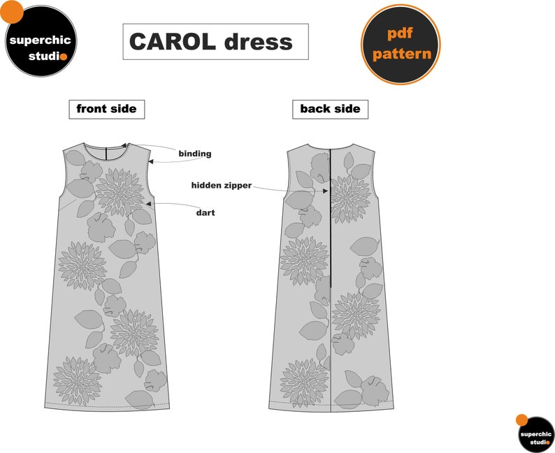 Carol Dress 34-36-38-sewing Pattern-pdf A4-inspired by Carolina Herrera ...