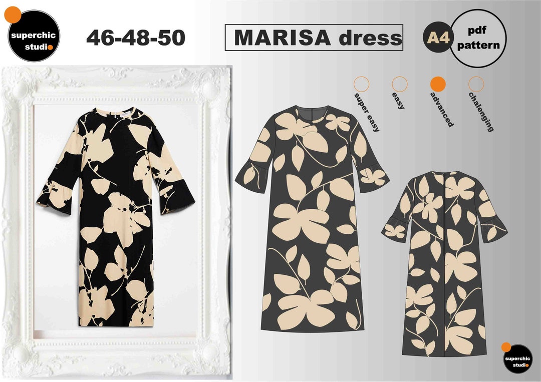 Marisa Dress 46-48-50-sewing Pattern-pdf A4-inspired by Max - Etsy