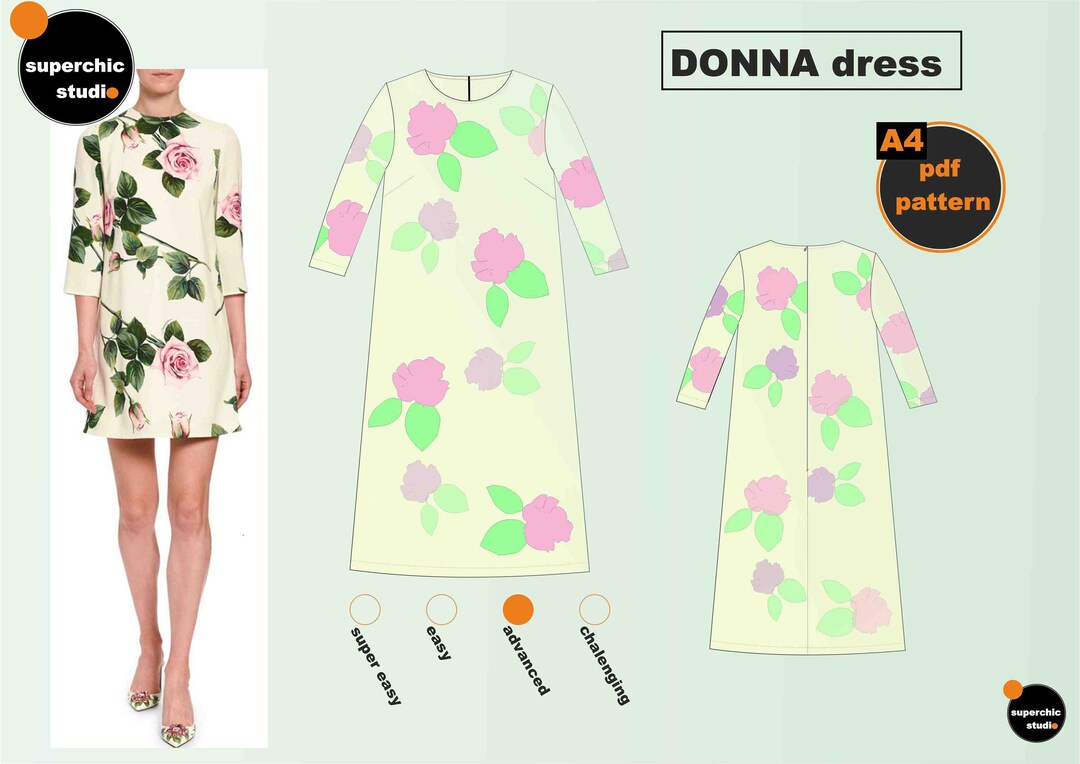 DONNA Dress-46-48-50 Sewing Pattern-pdf A4 - Etsy