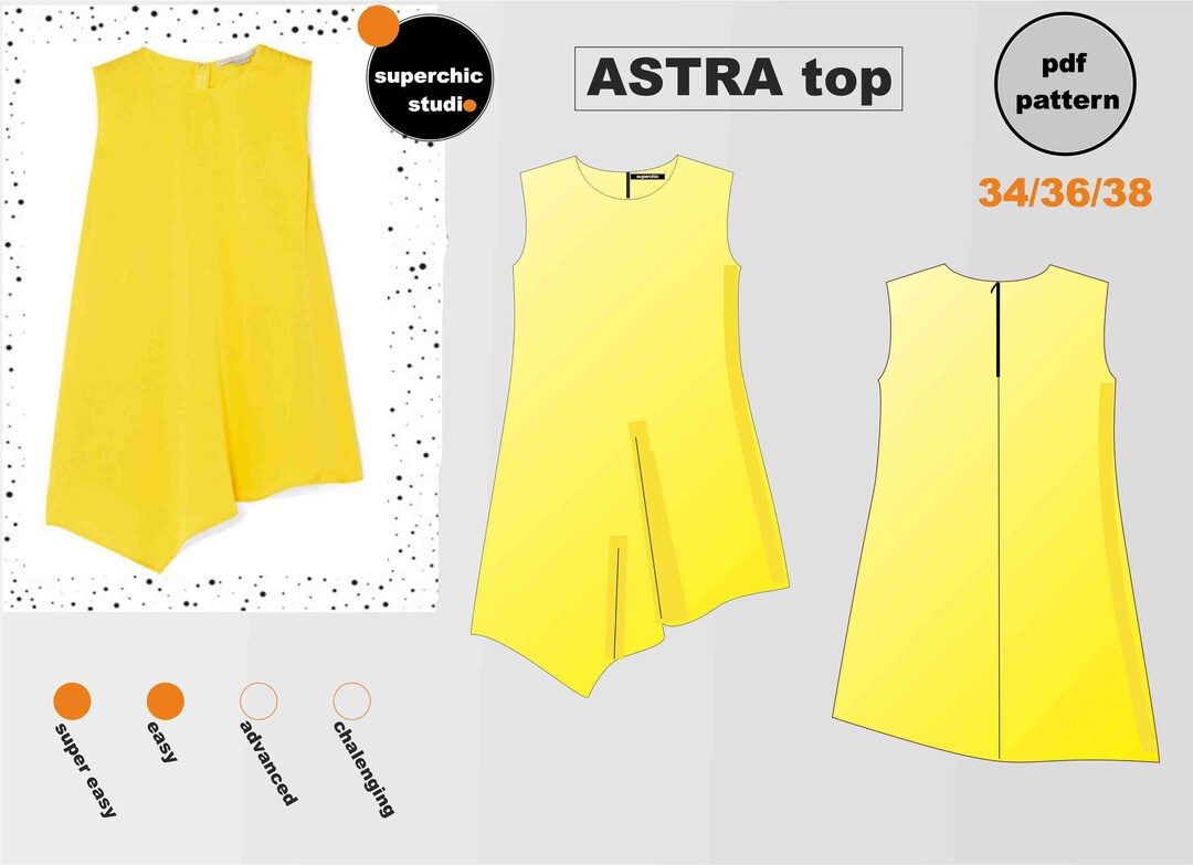 ASTRA Top PDF A4 Sewing Pattern Sizes 34-36-38 inspired by Stella ...