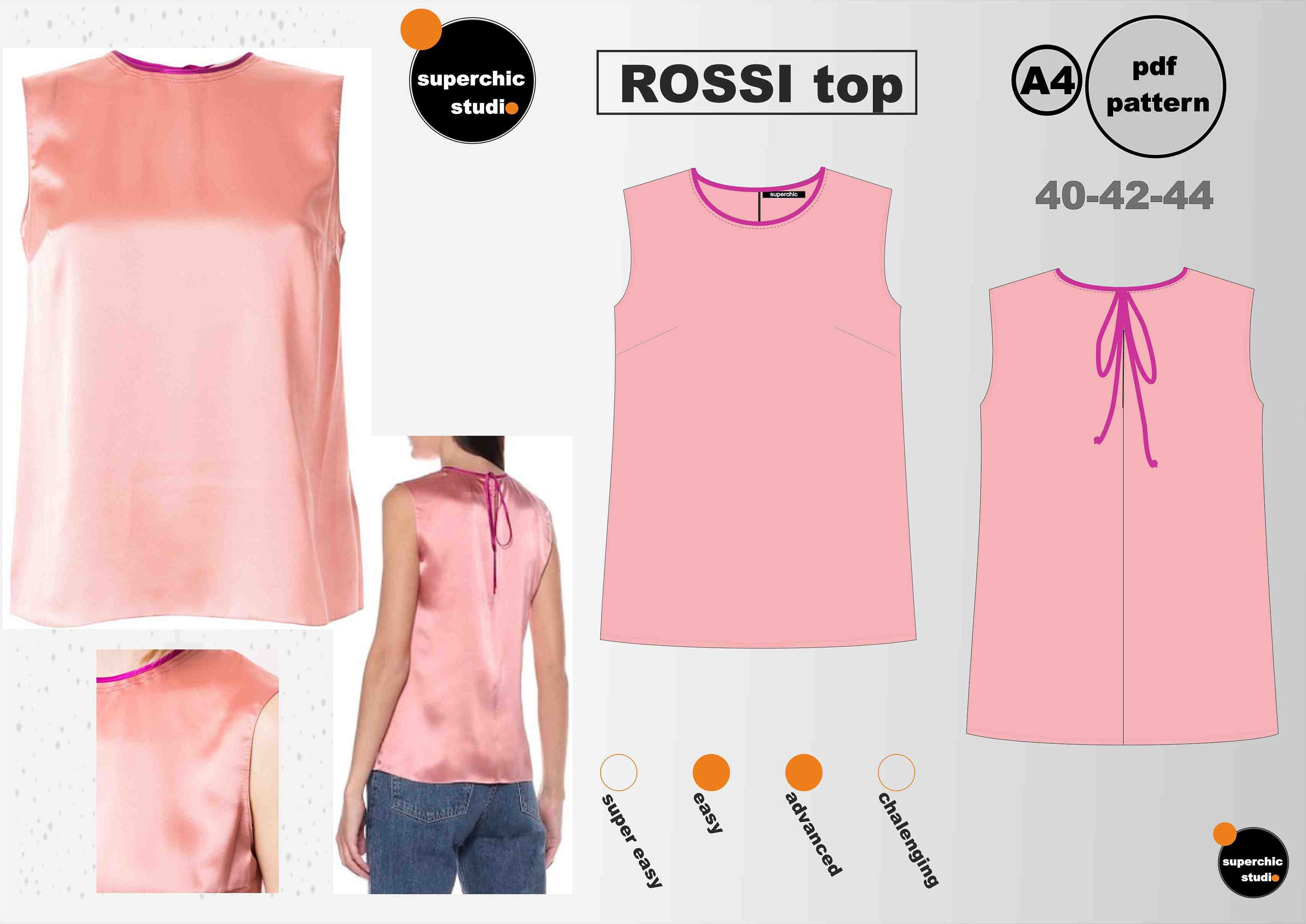 Rossi Top-40-42-44-sewing Pattern-pdf A4-inspired by Roksanda ...