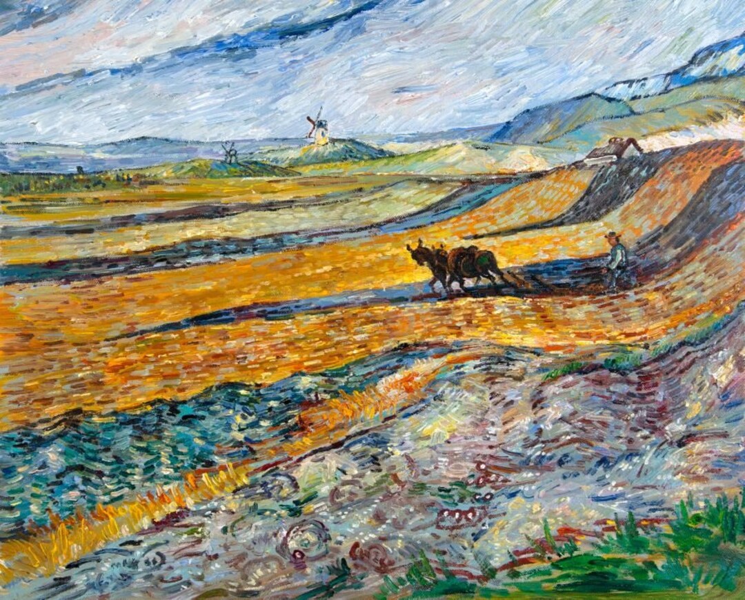 Enclosed Field With Ploughman Van Gogh Oil Painting Reproduction, Hand ...