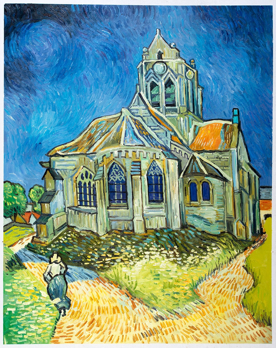 Hand-painted Van Gogh Painting: Church at Auvers, Oil on Canvas - Etsy