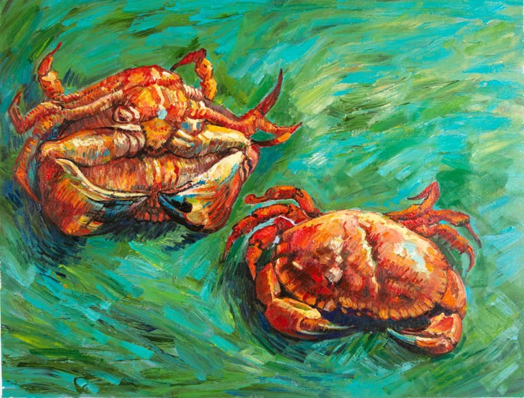 Two Crabs Van Gogh Oil Painting Reproduction, Hand-painted in Oil on ...