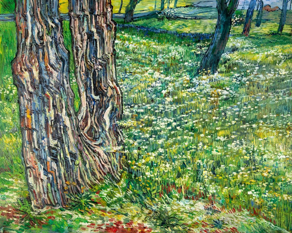 Tree Trunks in the Grass Van Gogh Oil Painting Reproduction, Hand ...