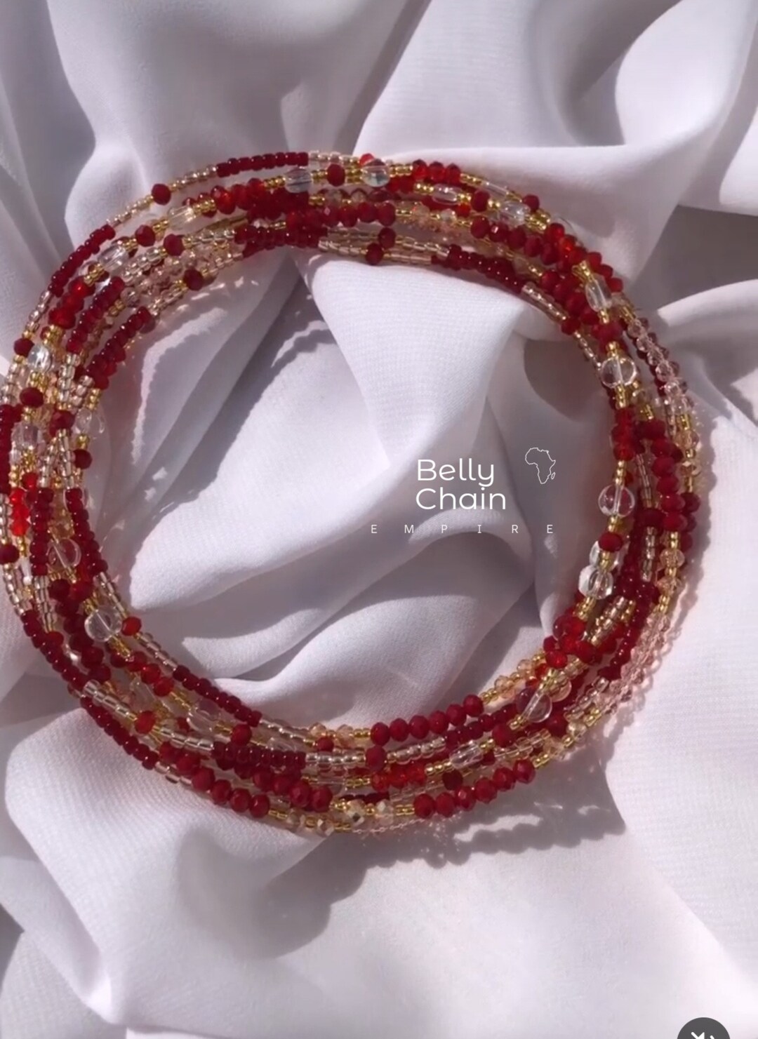 5 Red Luxe African Waistbeads, Belly Chains, Customised Waist Beads ...