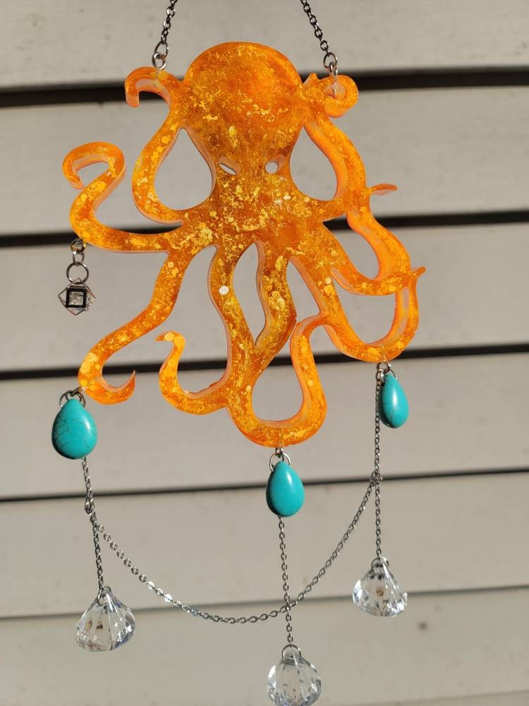 Octopus With Turquoise Suncatcher - Etsy