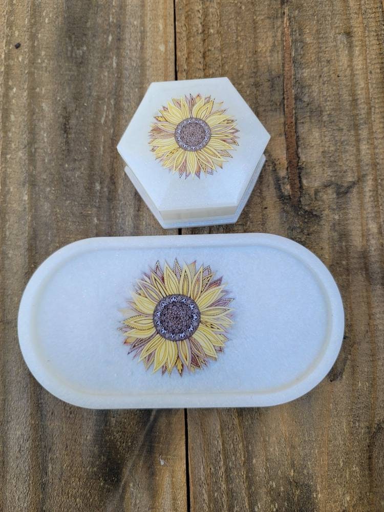 Vintage Sunflower Mini Tray Set - Etsy