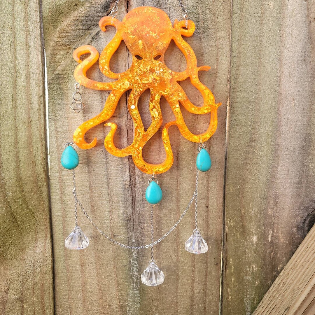 Octopus With Turquoise Suncatcher - Etsy
