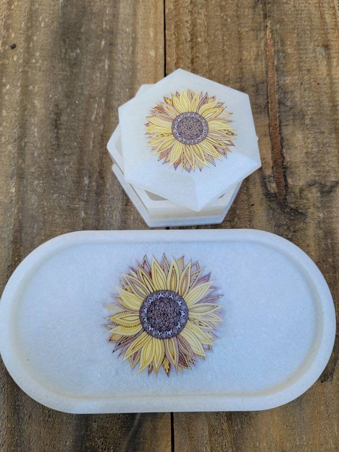 Vintage Sunflower Mini Tray Set - Etsy