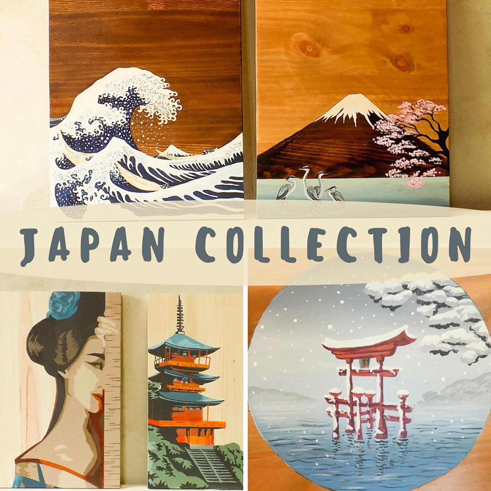 Wall Decor Japanese Japanese Wood Art Wood Wall Art Painted - Etsy