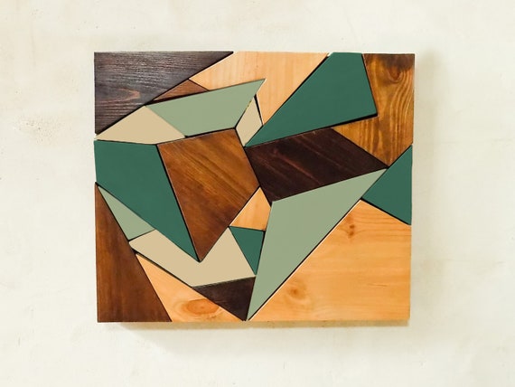 Geometric Wood Wall Art Wood Sculpture Modern Wooden Mosaic | Etsy