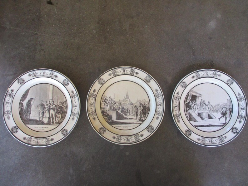 Medival Antique French Creamware Earthenware Plates in Shade Grayness ...