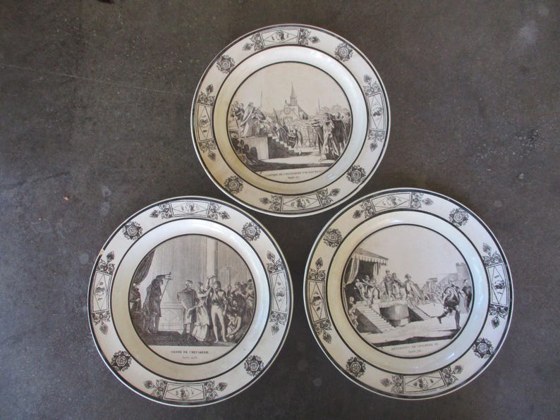 Medival Antique French Creamware Earthenware Plates in Shade Grayness ...