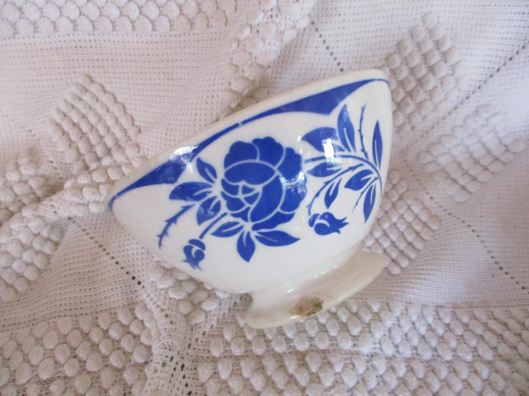 RARE Antique French Bol CAFE Au LAIT Bowl Blue Cobalt Rose Pattern ...