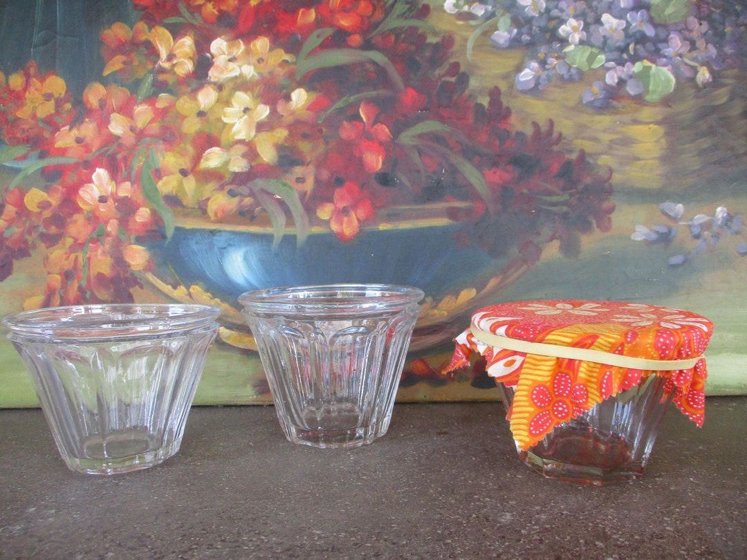 Set 3 French Antique CONICAL Glass With Bubbles JAM POT Preserves Jar ...