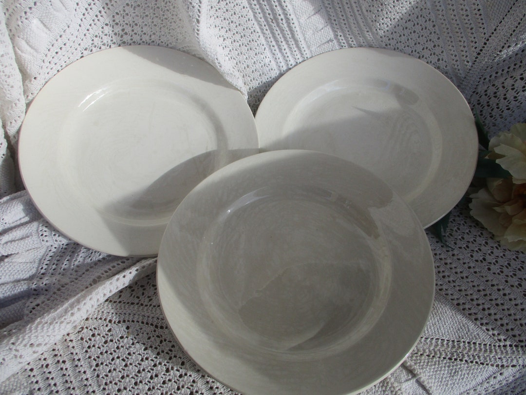 Antique 19th Century Earthenware 3 Dinner White/cream PLATES Stamped ...