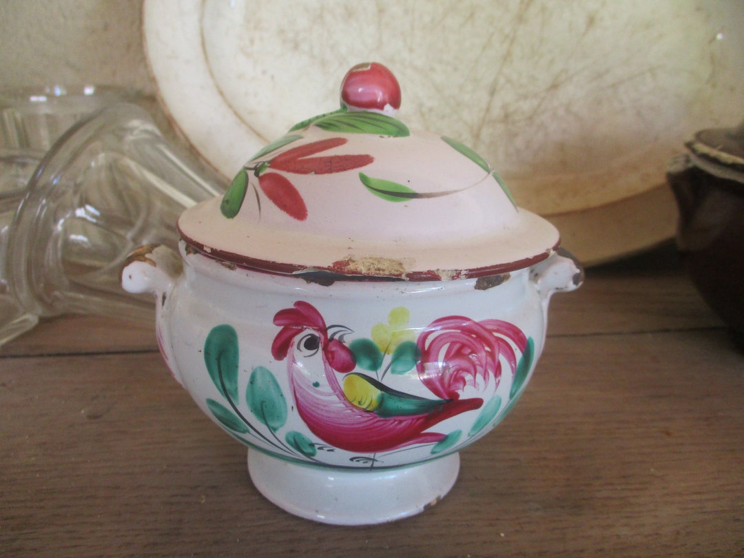Antique Too Cute Very Small Soup Tureen FRENCH Earthenware Rooster and ...