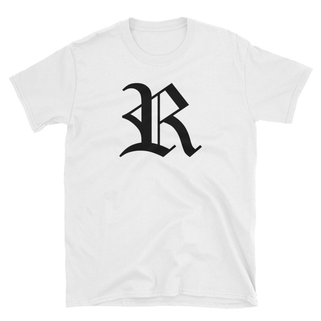 Old English Letter R White/grey Tee T-shirt - Etsy