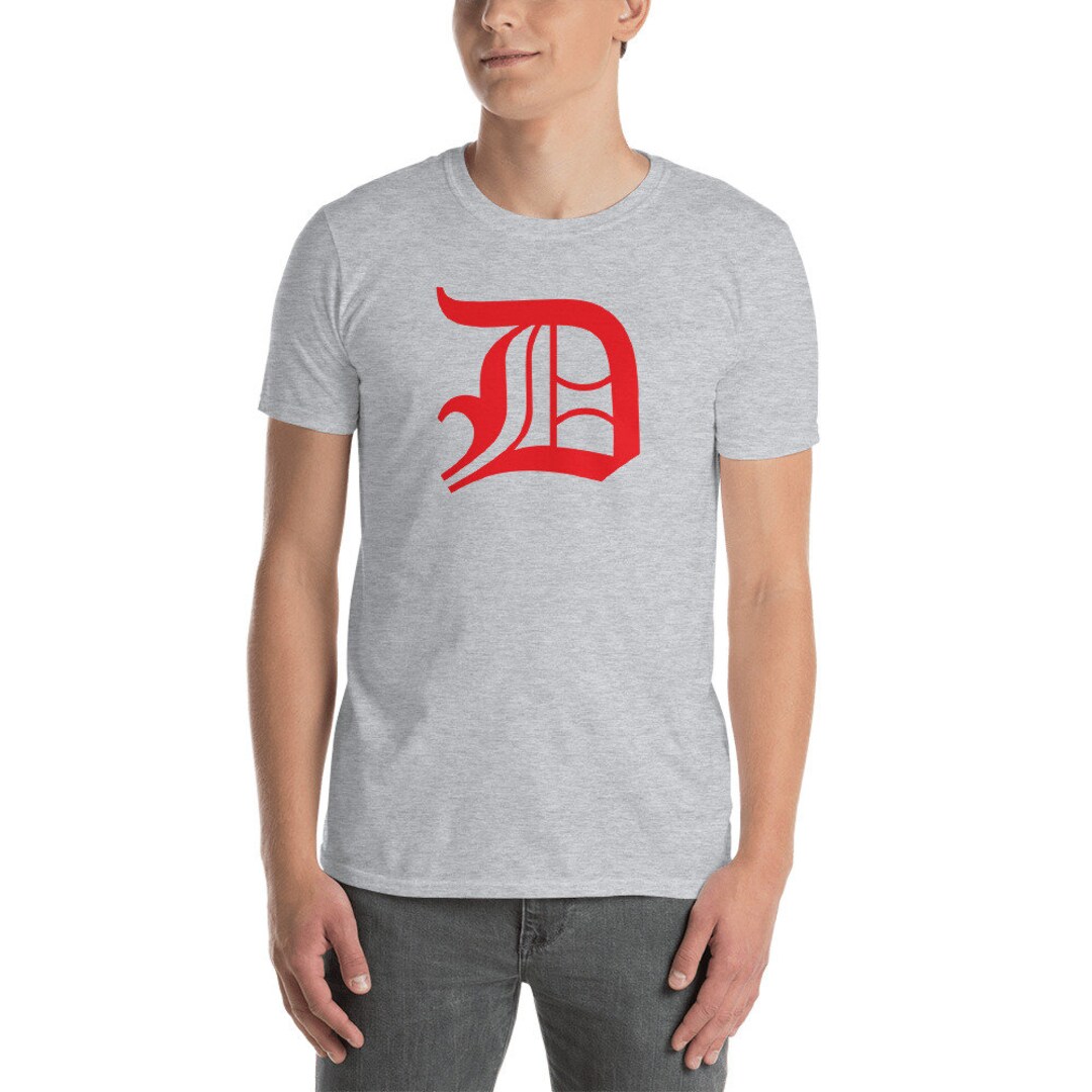 Old English Letter D (red Letter Requested) Grey Tee - Etsy