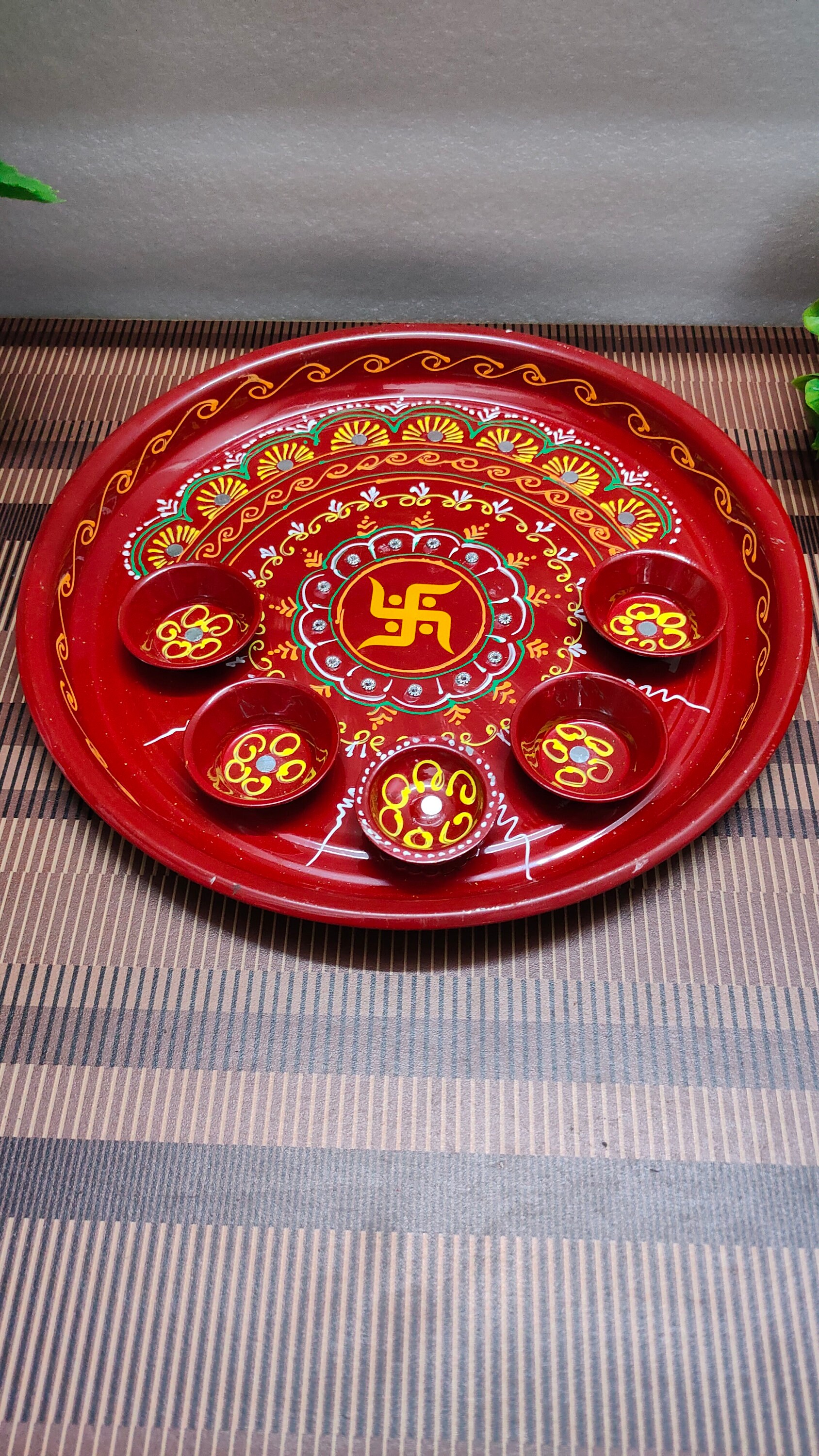 Indian Pooja Thali Set Puja Thali Stainless Steel Pooja Thali Meenakari ...