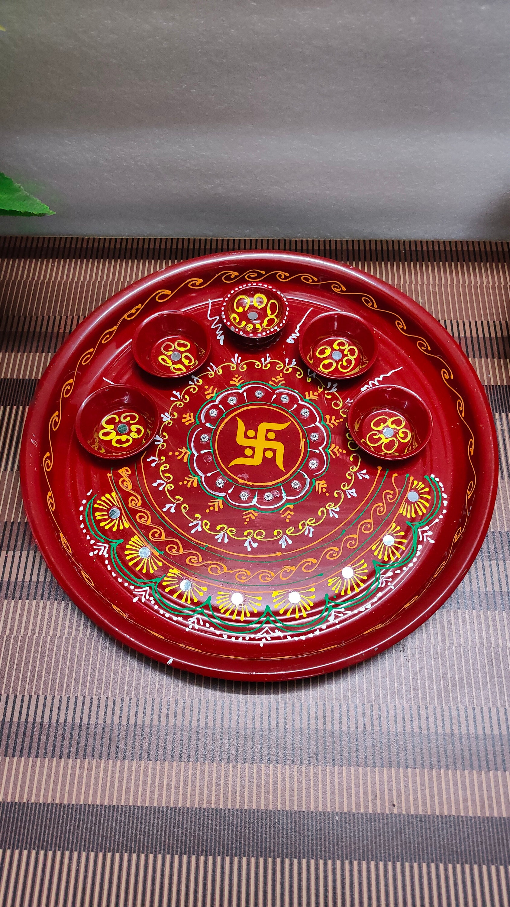 Indian Pooja Thali Set Puja Thali Stainless Steel Pooja Thali Meenakari ...