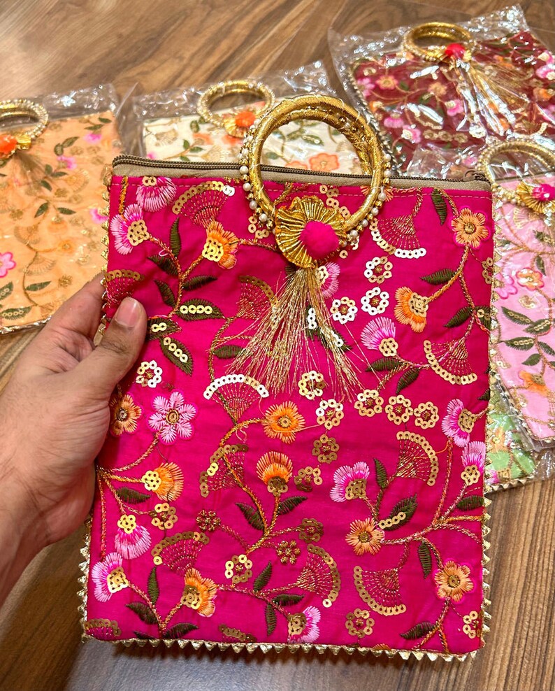 Pack of 100 Potli Handbag Indian Potli Gift Bags Clutch Purse Ethnic ...