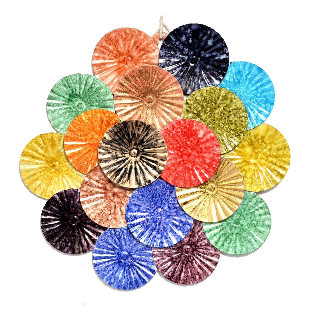Metal Wall Decor, Hand-painted Small Cartwheel Wall Hanging, Indian ...