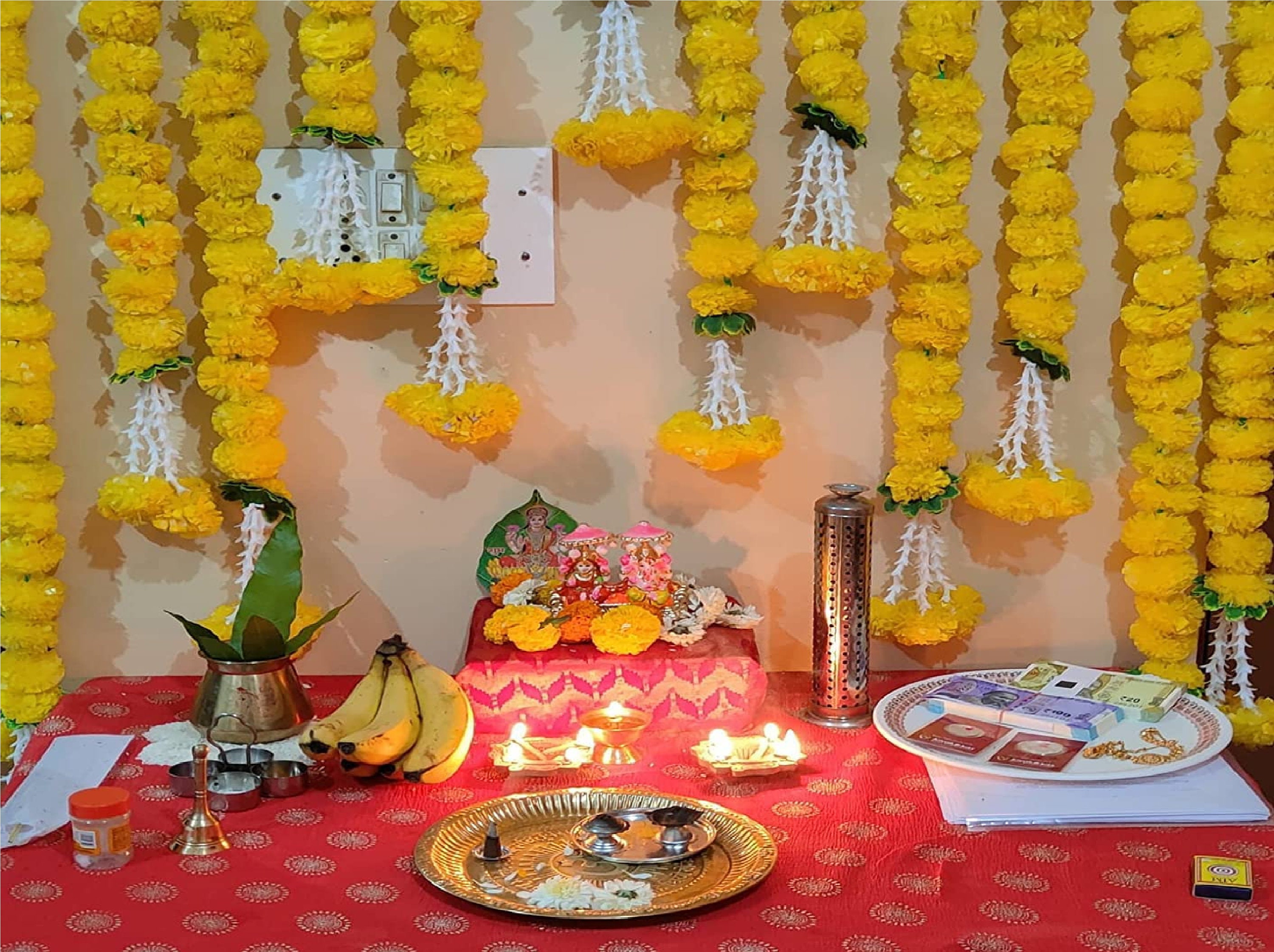 5ft Indian Marigold Flowers Bandarwal, Door Hanging Toran, Marigold ...