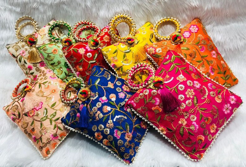 Pack of 100 Potli Handbag Indian Potli Gift Bags Clutch Purse Ethnic ...