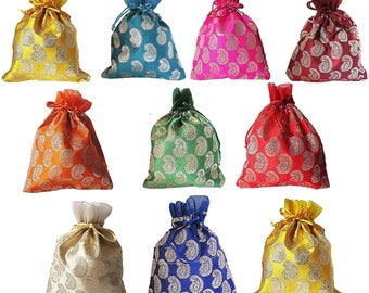 Pack of 100 Pichwai Print Potli Gift Bag Indian Potli Hand Bag Ethnic ...