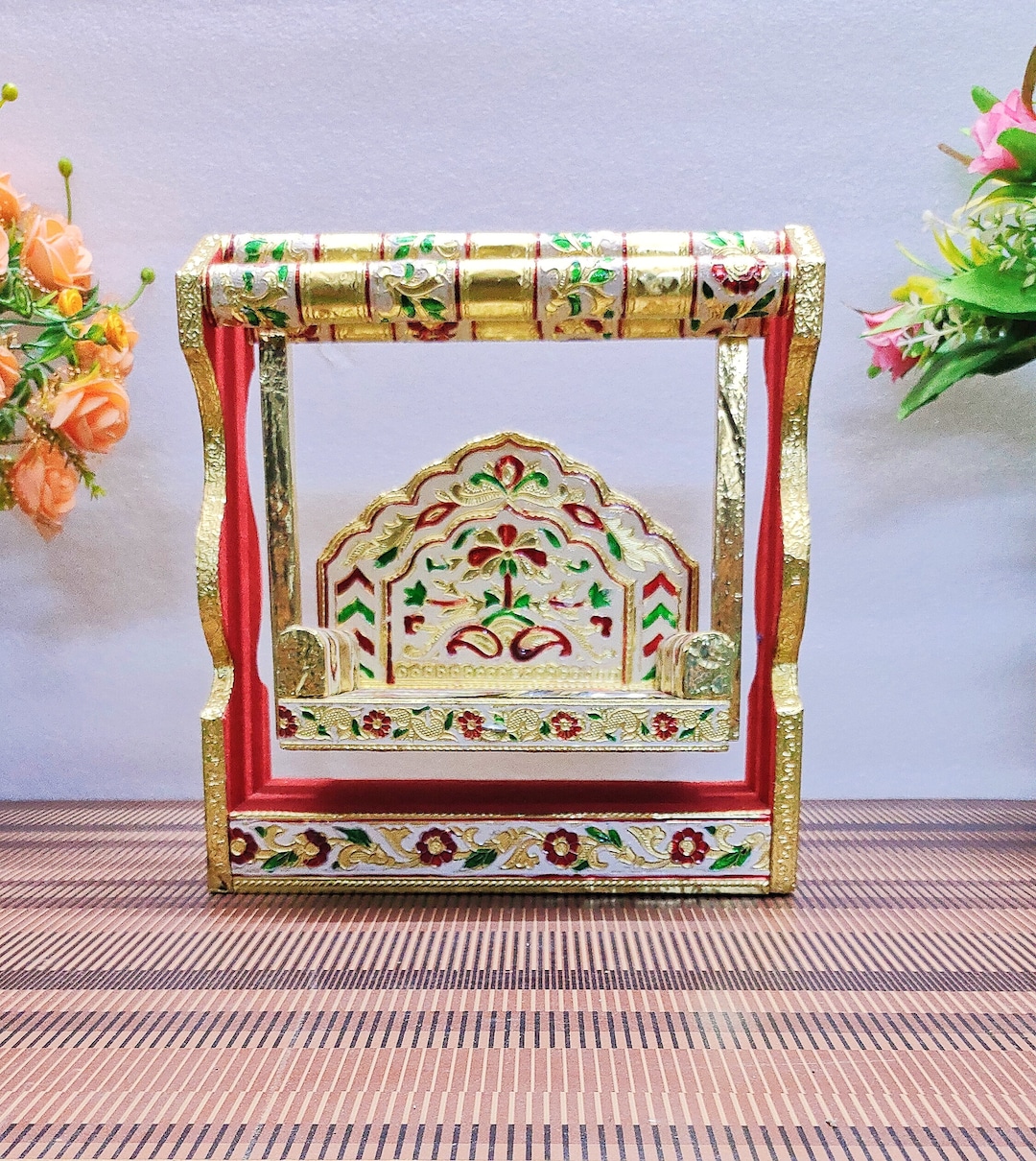 Wooden Meenakari Laddu Gopal Swing Handmade Small Jhula Swing - Etsy