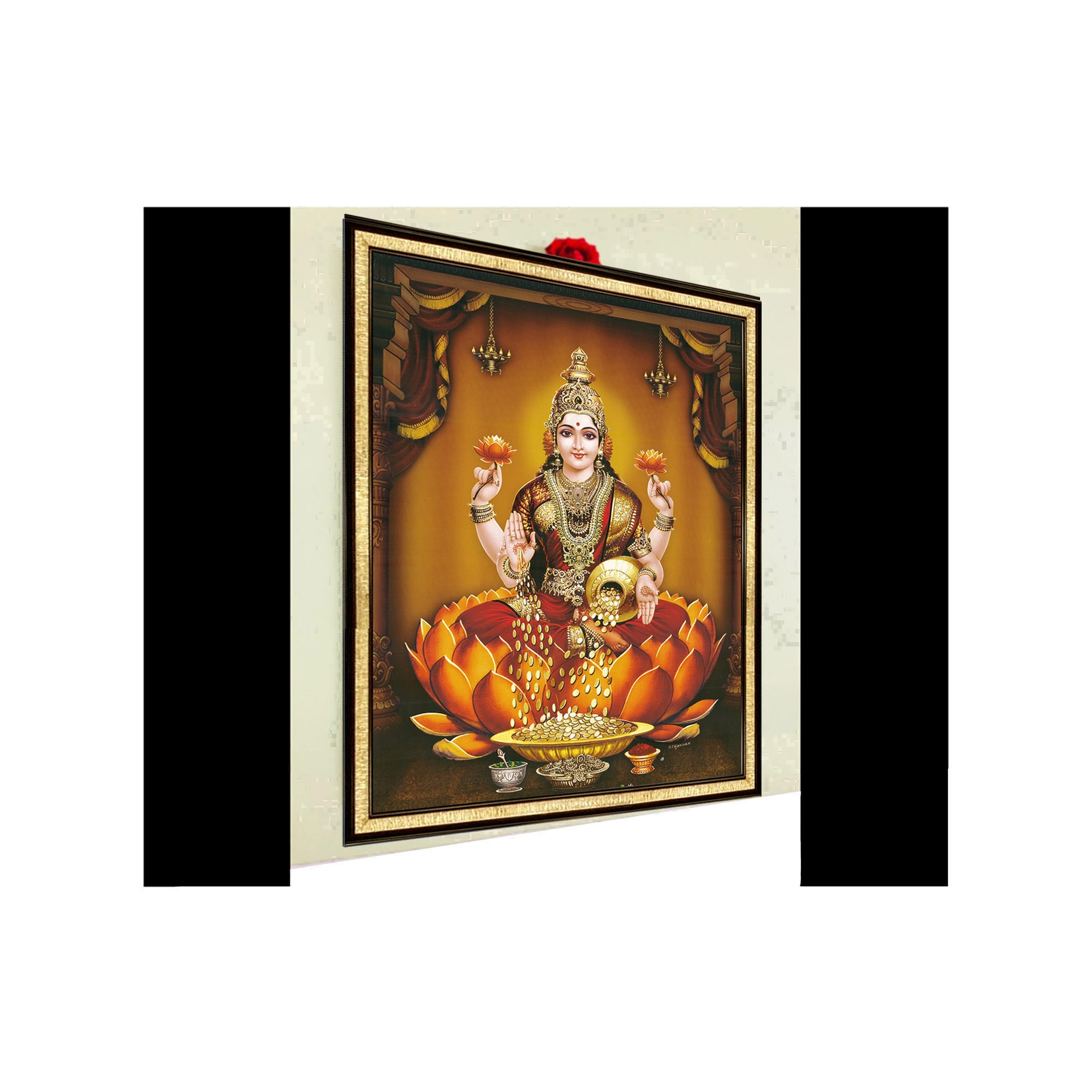 Lakshmi Photo Frame, Hindu Goddess Wall Art, Puja Room Decor - Etsy