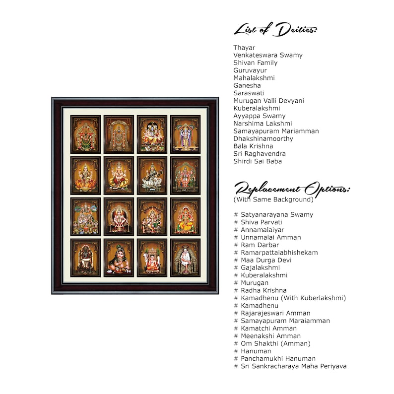 9-in-1 Hindu Deities Photo Frame, Puja Room Decor, Customizable - Etsy