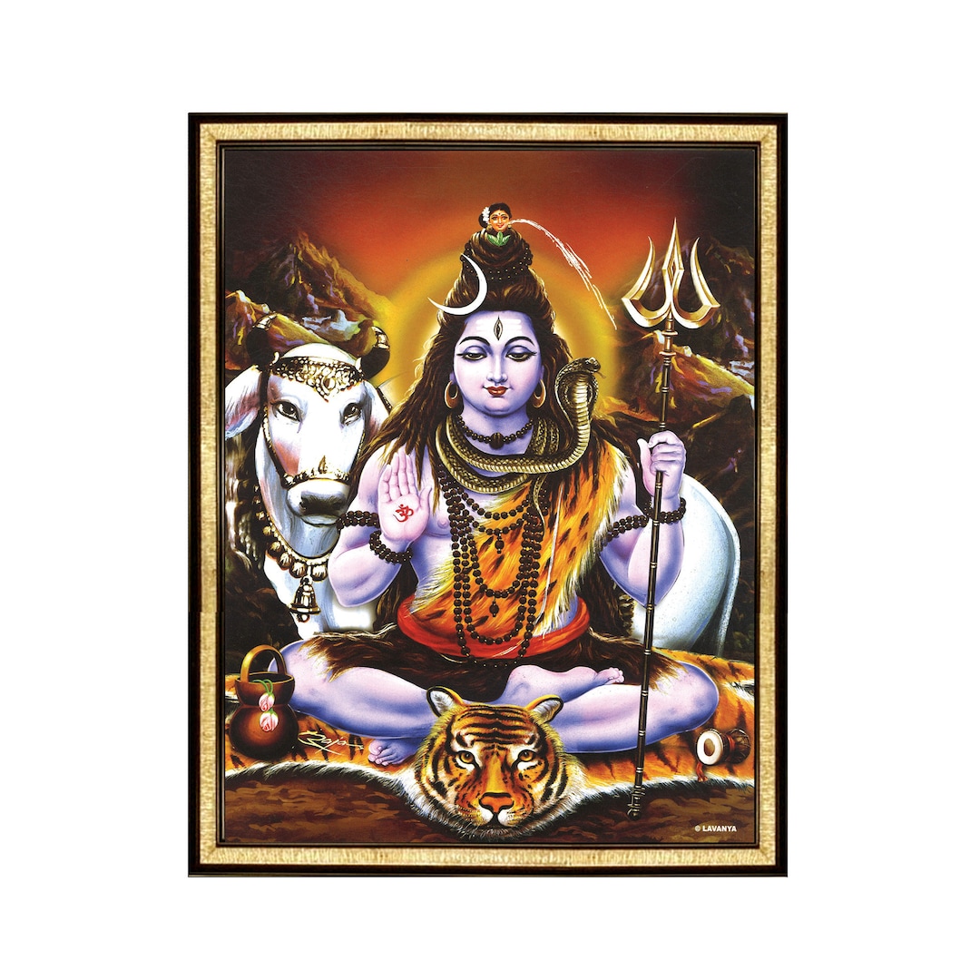 Lord Shiva With Nandi Photo Frame. A Powerful Home Decor for Strong ...