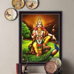 Murugan Picture Frame, Hindu Religious Pooja Room Wall Decor, Delivered ...