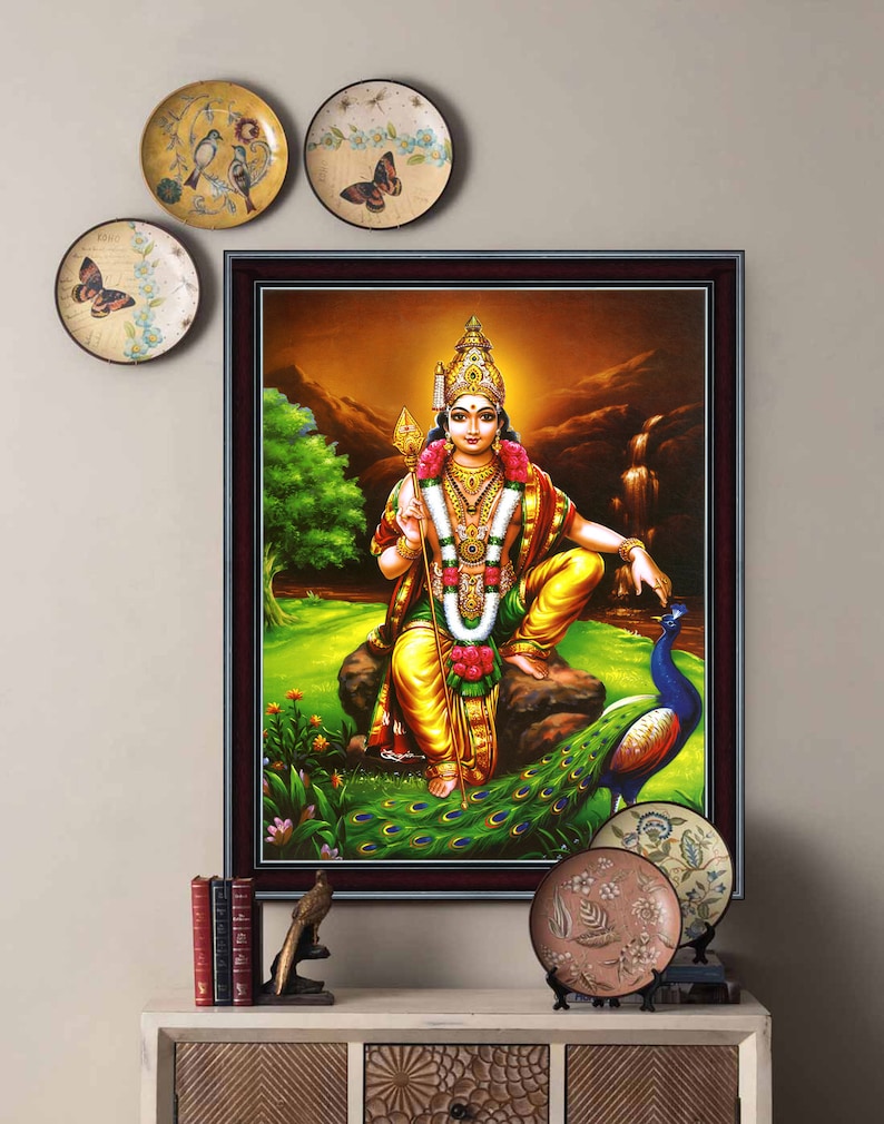 Murugan Picture Frame, Hindu Religious Pooja Room Wall Decor, Delivered ...